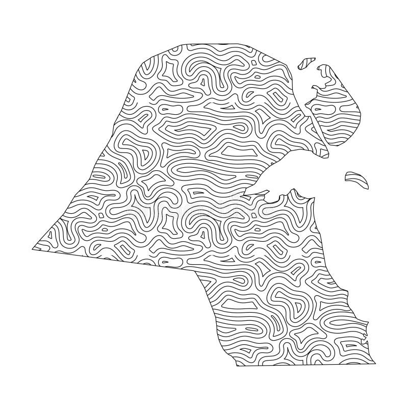 Abstract Topographic Style Kuwait Map Design Stock Vector ...