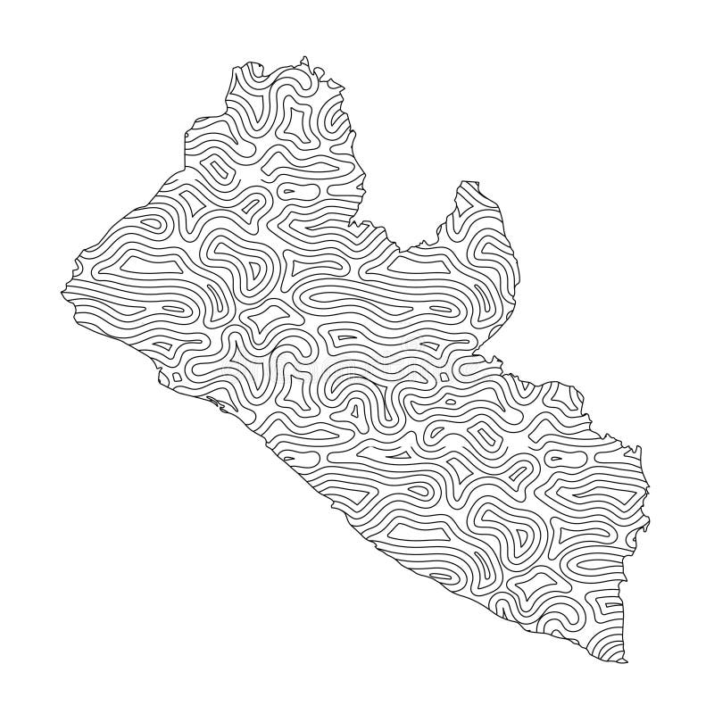 Abstract Topographic Style Liberia Map Design Stock Vector ...