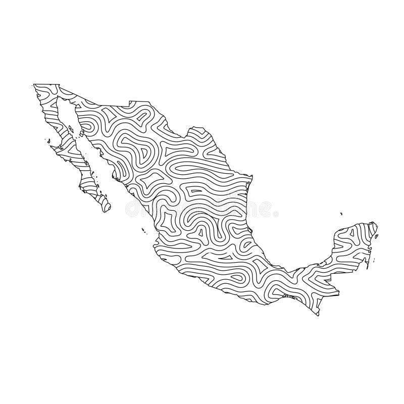 Abstract Topographic Style Mexico Map Design Stock Vector ...