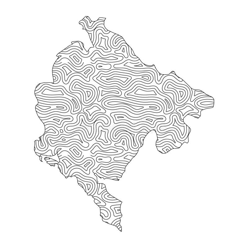 Abstract Topographic Style Montenegro Map Design Stock Vector ...