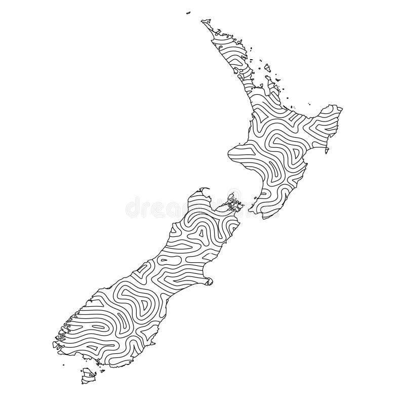 Abstract Topographic Style New Zealand Map Design Stock Vector ...