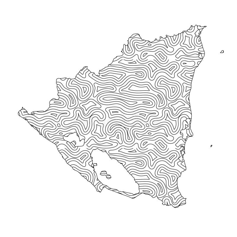 Abstract Topographic Style Nicaragua Map Design Stock Vector ...