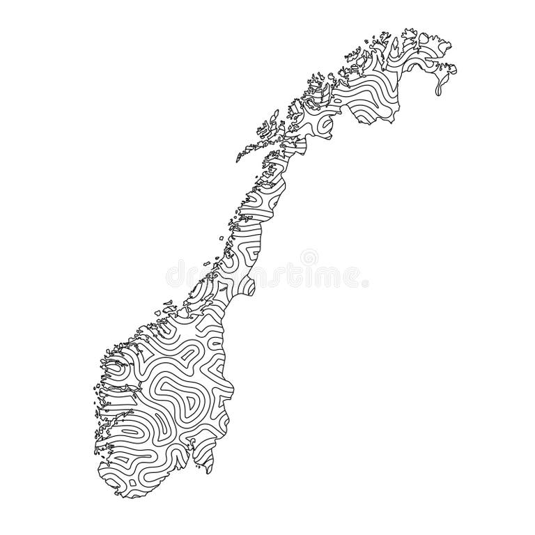 Abstract Topographic Style Norway Map Design Stock Vector ...