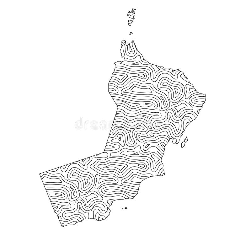 Abstract Topographic Style Oman Map Design Stock Vector - Illustration ...