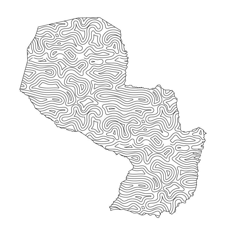 Abstract Topographic Style Paraguay Map Design Stock Vector ...
