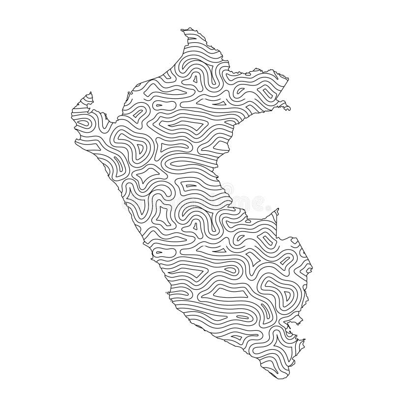 Abstract Topographic Style Peru Map Design Stock Vector - Illustration ...