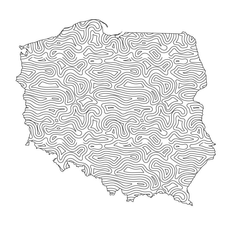 Abstract Topographic Style Poland Map Design Stock Vector ...