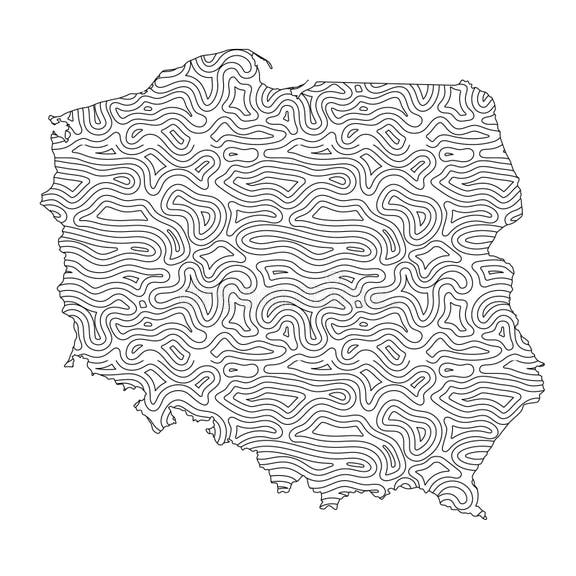 Abstract Topographic Style Poland Map Design Stock Vector ...