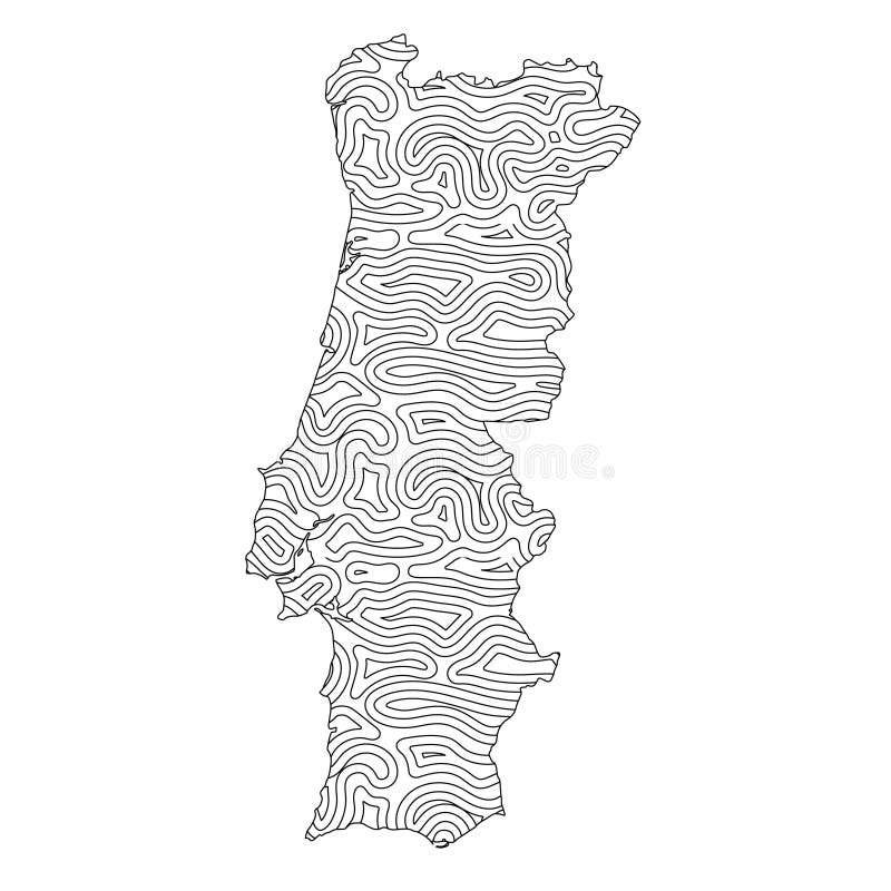 Abstract Topographic Style Portugal Map Design Stock Vector ...