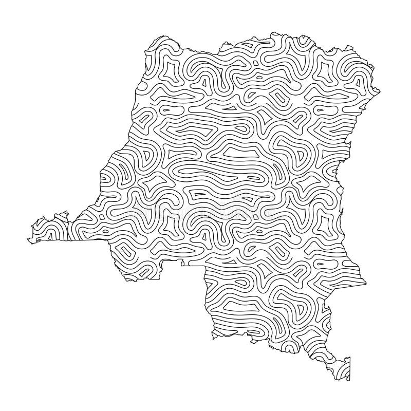 Abstract Topographic Style Republic of the Congo Map Design Stock ...