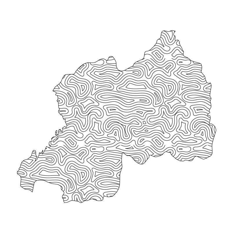 Abstract Topographic Style Rwanda Map Design Stock Vector ...