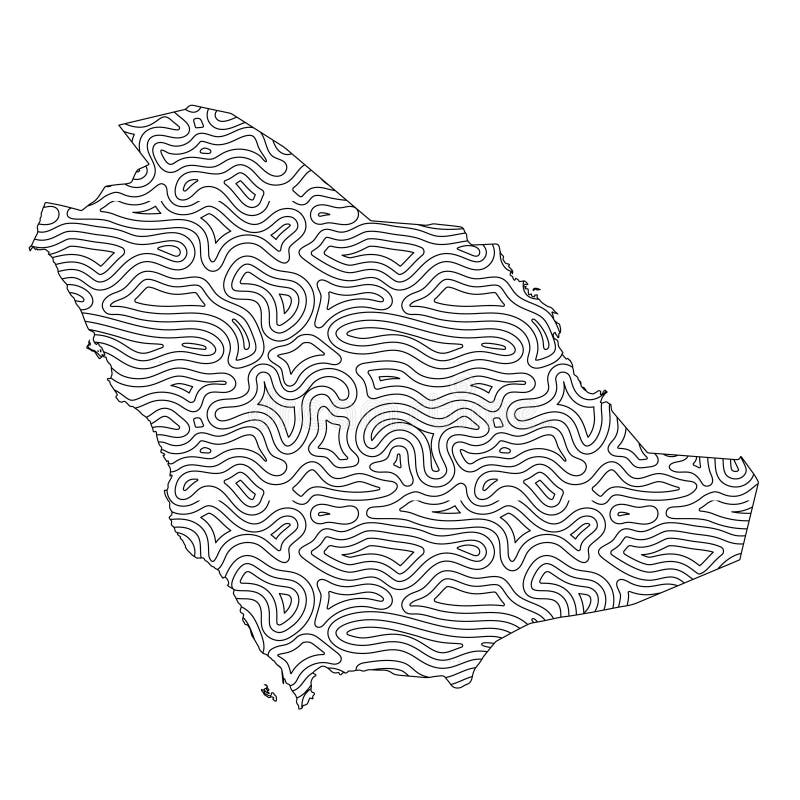 Abstract Topographic Style Saudi Arabia Map Design Stock Vector ...