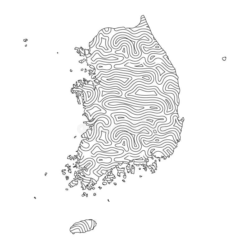 Abstract Topographic Style South Korea Map Design Stock Vector ...