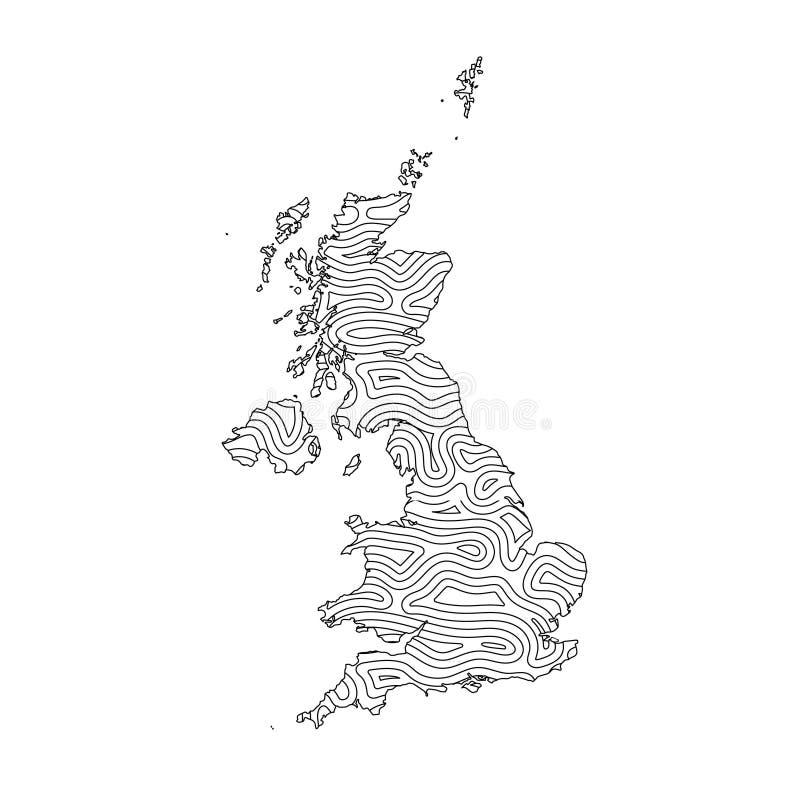 Abstract Topographic Style United Kingdom Map Design Stock Vector ...