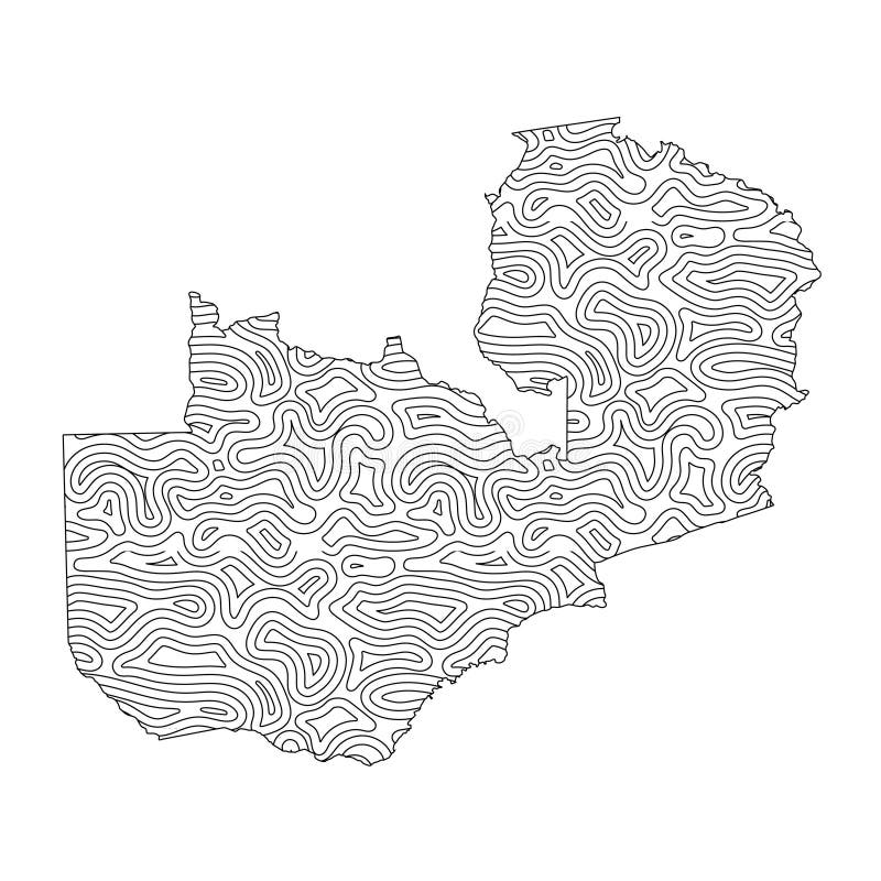 Abstract Topographic Style Zambia Map Design Stock Vector ...
