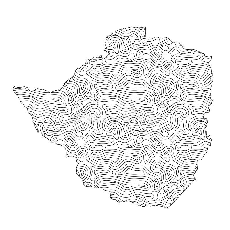 Abstract Topographic Style Zimbabwe Map Design Stock Vector ...