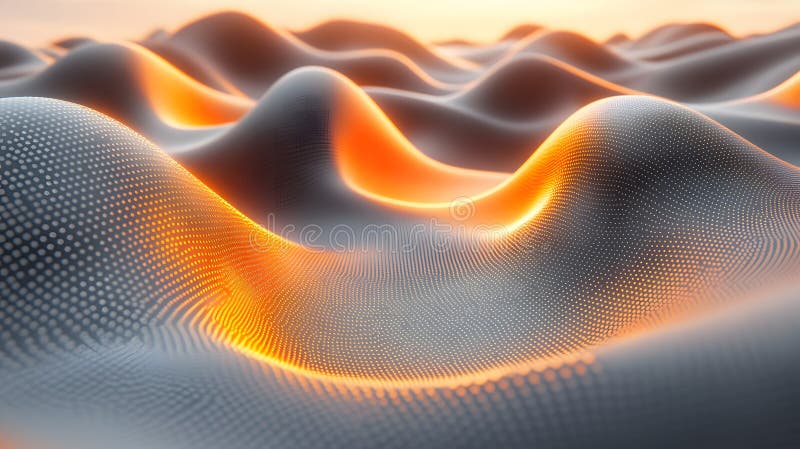 Abstract Topographical Landscape with Flowing Data, High-Resolution ...