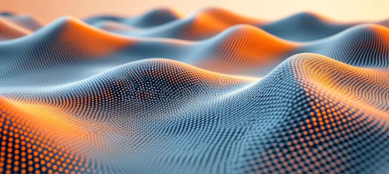 Abstract Topographical Landscape with Flowing Data, High-Resolution ...