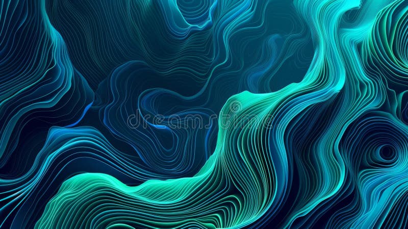 Abstract Topography of Blue Layers - Digital Ocean and Landscapes Stock ...