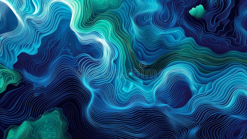 Abstract Topography of Blue Layers - Digital Ocean and Landscapes Stock ...