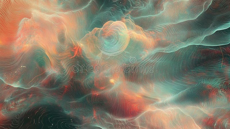 Abstract Topography with Layered Lines and Warm Color Gradients ...