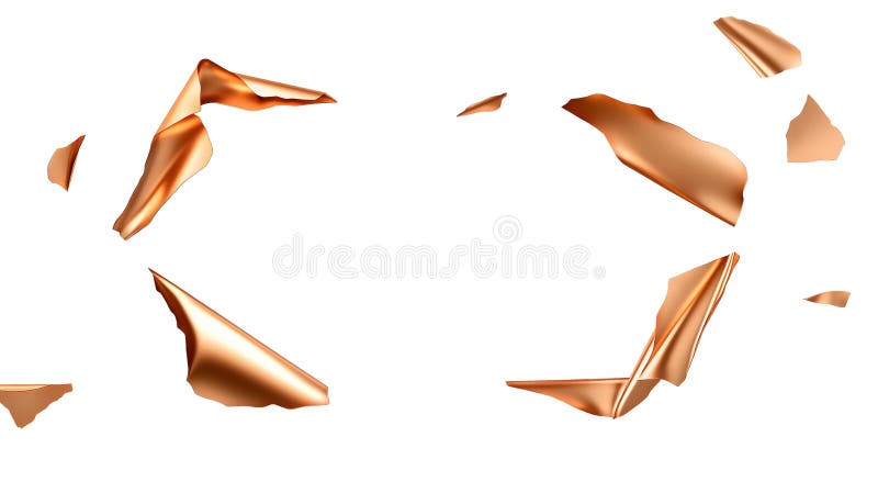 Abstract Torn Copper Sheets on White Background Stock Illustration ...