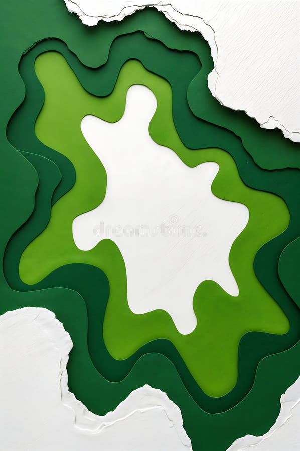 Abstract Torn Paper Map with Green and White Contrast Stock ...