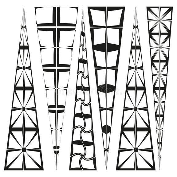 Abstract Tower Structures. Geometric Vertical Elements. Architectural ...