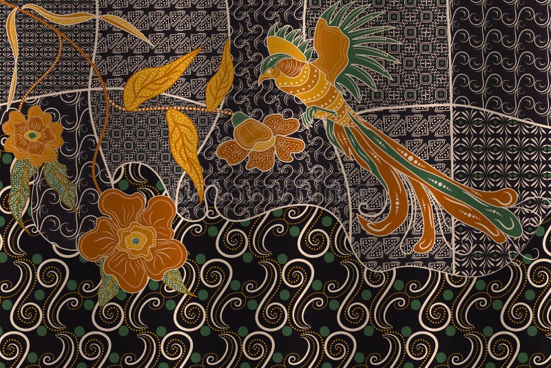 Abstract Traditional Batik Bird Motif. Stock Vector - Illustration of ...