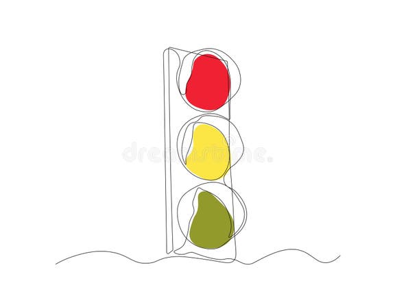 Abstract Traffic Light, Continuous One Line Art Drawing Stock Vector ...