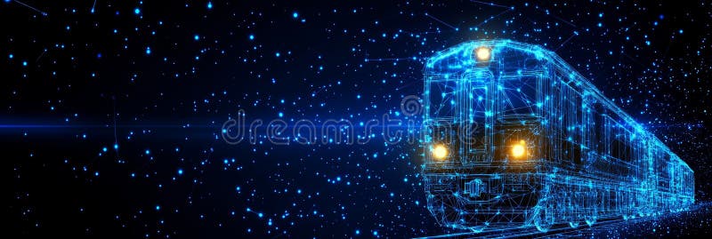 Abstract Train on Space Background. Technology of High-Speed Transport ...