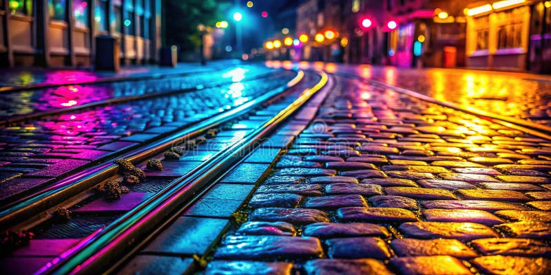 Abstract Tram Tracks on Cobblestone and Asphalt a Detailed Urban ...