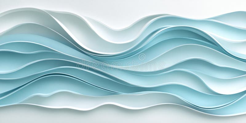 Abstract Tranquil Blue and Turquoise Wave Patterns, Layered Paper Art ...