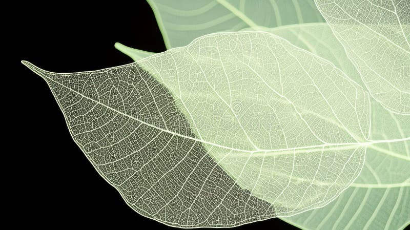 Abstract Translucent Leaves are Showcased with Vibrant Colors on a Dark ...