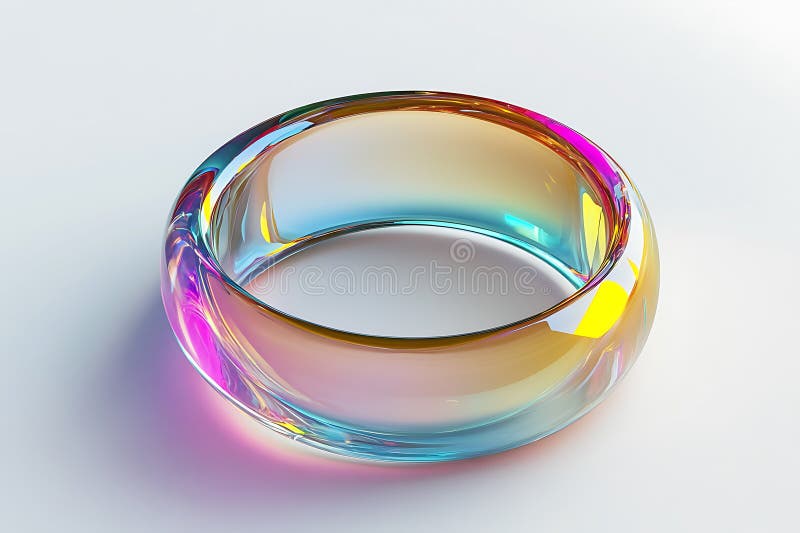 Abstract Translucent Ring Object with Rainbow Iridescence on White ...