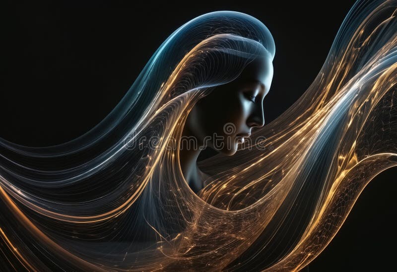 Abstract Translucent View of a Woman Face with Shapes of Light Stock ...
