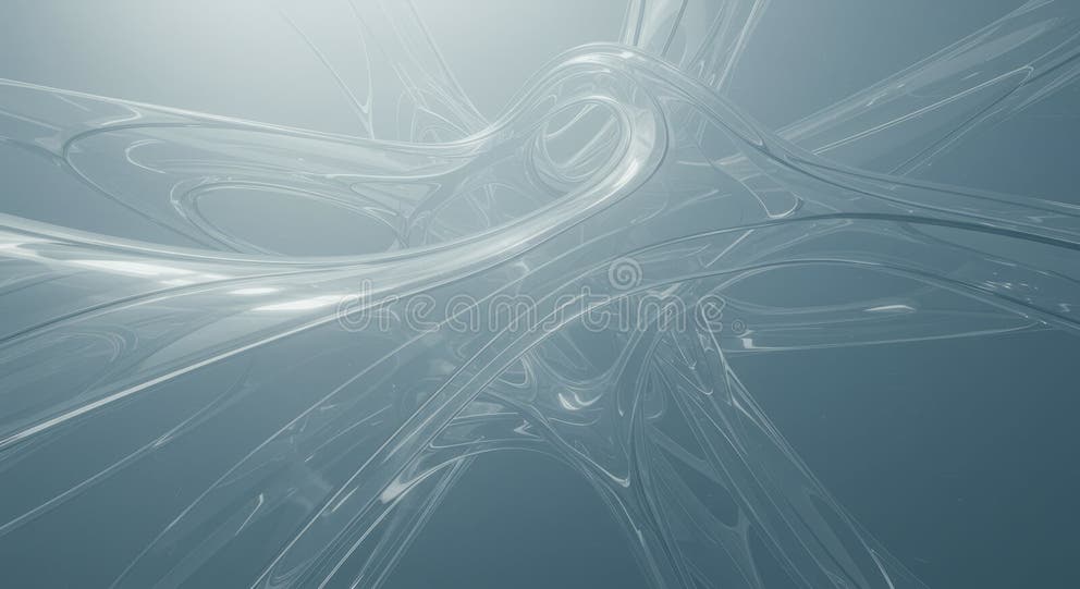 Abstract Transparent Fluid Structure with Interwoven Curves and Light ...