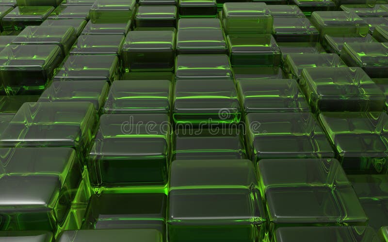 Abstract Transparent Green Cubes. 3d Illustration. Stock Illustration ...