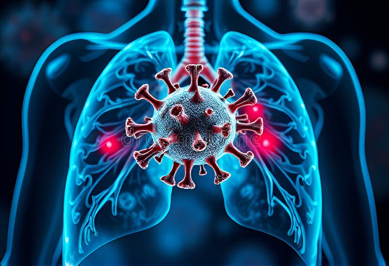 Abstract Transparent Human Lungs with Virus Particles, Respiratory ...