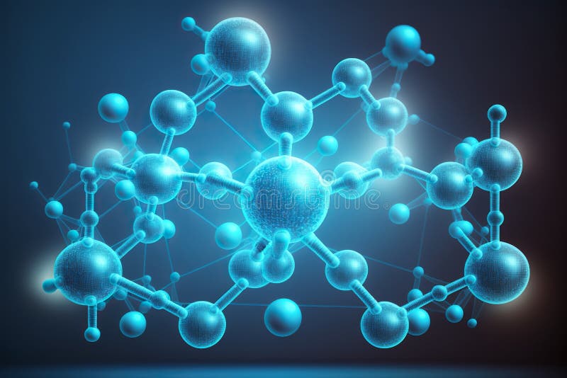Abstract Transparent Hydrogen H2 Molecules on Blue Background, Created ...