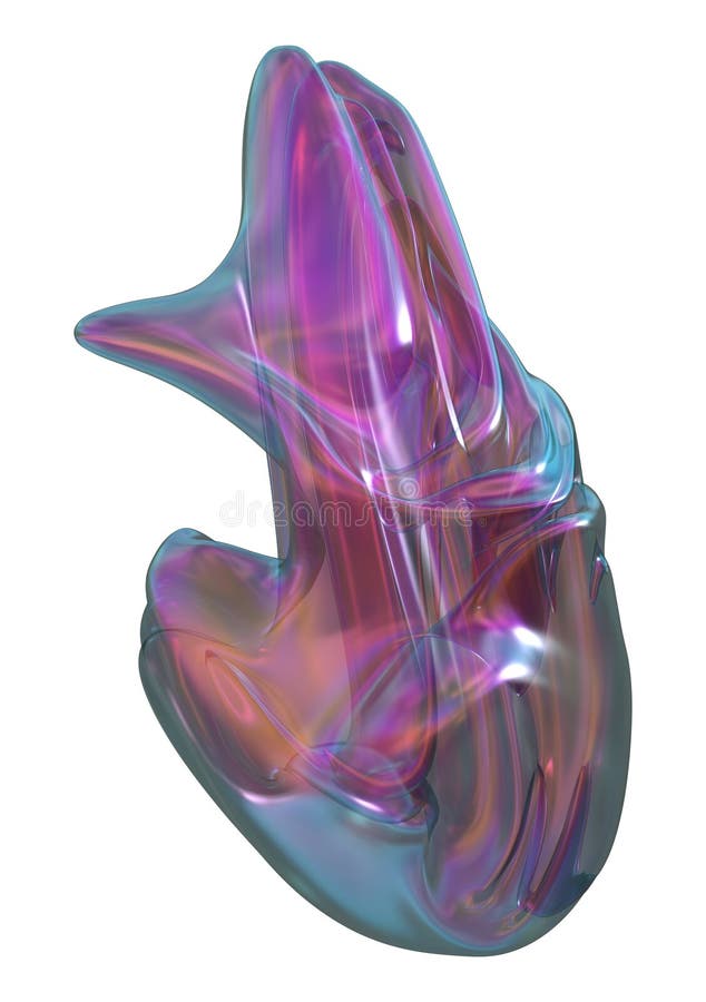 Abstract Transparent Iridescent Liquid Form with Transparent Background ...