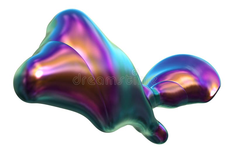 Abstract Transparent Iridescent Liquid Form with White Background Stock ...