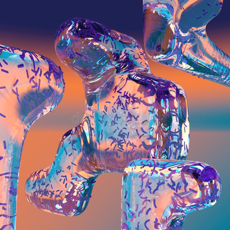 Abstract Transparent Shapes with Small Particles Patterns, 3D Stock ...