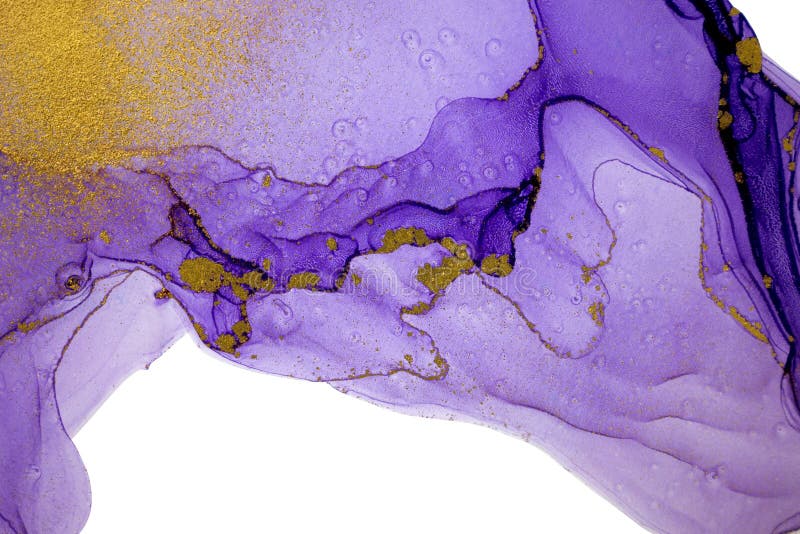 Abstract Transparent Violet Ink Stains Isolated on White Background ...