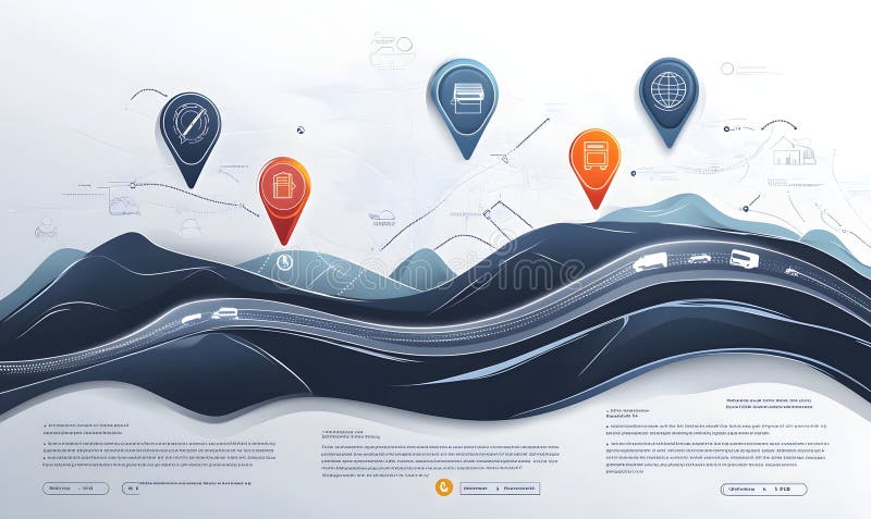 Abstract Transportation Network with Route and Icons for Travel and ...