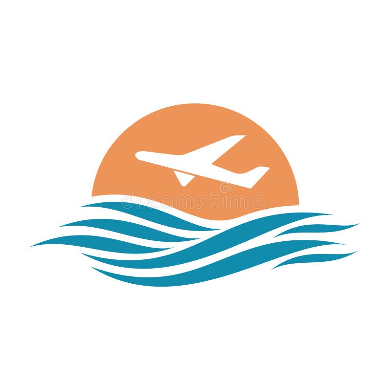 Logo with Ocean and Suitcase Stock Vector - Illustration of emblem ...