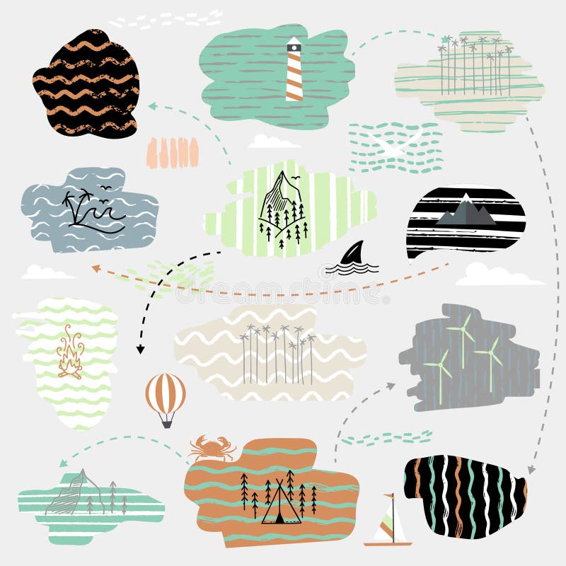 Abstract Travel Map Illustration Stock Vector - Illustration of ...