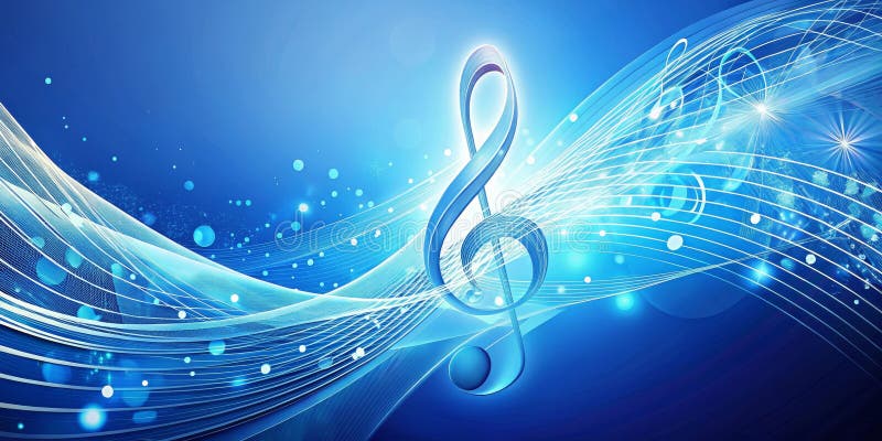 Abstract Treble Clef Design with Flowing Musical Notes and Glowing ...
