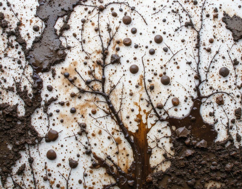 Abstract Tree Artwork with Mud Splatters and Organic Textures Stock ...