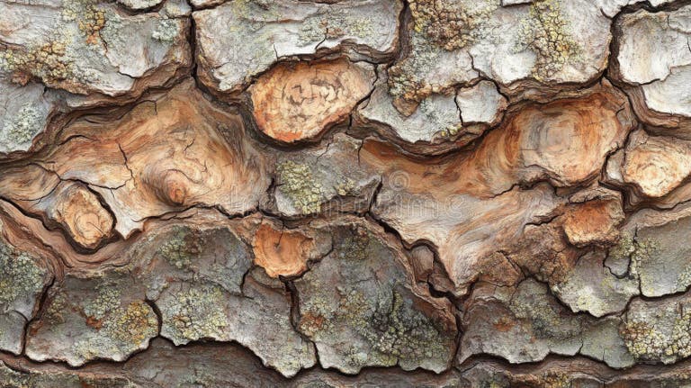 Abstract Tree Bark Texture Showing Deep Cracks and Knots Stock ...